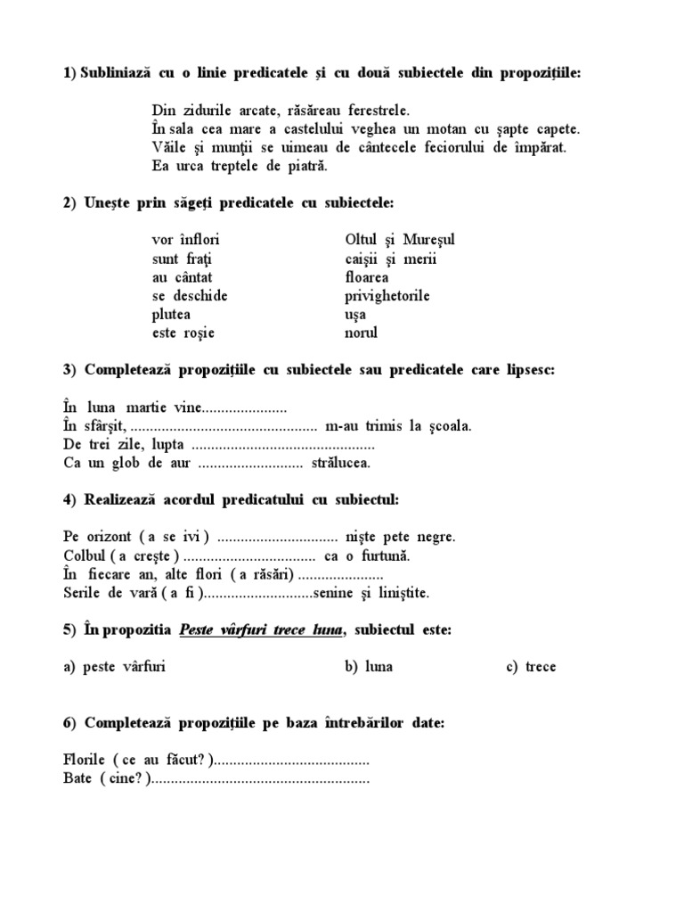 Acordul Subiectului Cu Predicatul | PDF