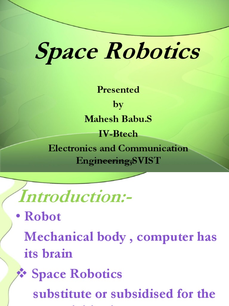 Space Robotics | PDF | Canadarm | Robot