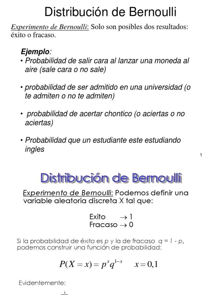 Distribucion de Bernoulli y Binomial 2016 PDF | PDF | Distribución de probabilidad | Probabilidad