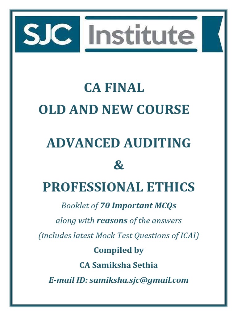 1554382617CA Final Audit MCQ Booklet PDF | PDF | Audit | Accounting