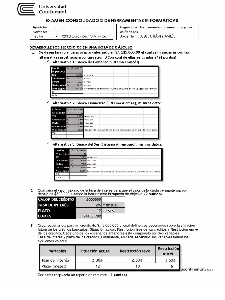 Examen Final Herramientas Informáticas para Las Finanzas 2018-I Ver I | PDF Examen Final Herramientas Informáticas para Las Finanzas 2018-I Ver I | PDF
