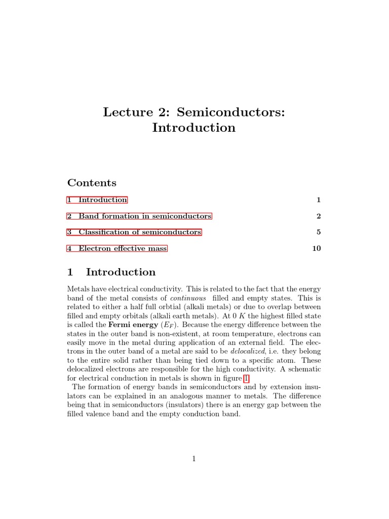 Lecture 2: Semiconductors | PDF | Band Gap | Electron Hole