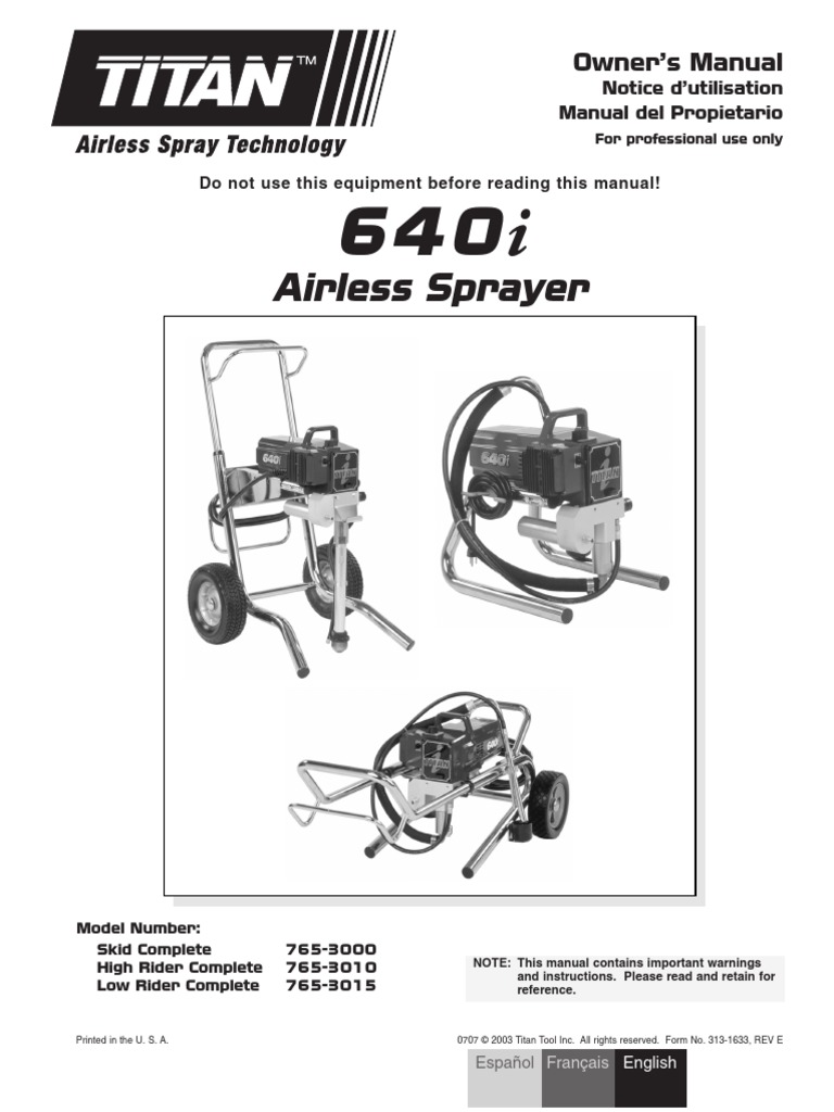 Titan 640i Manual PDF | PDF | Ac Power Plugs And Sockets | Paint