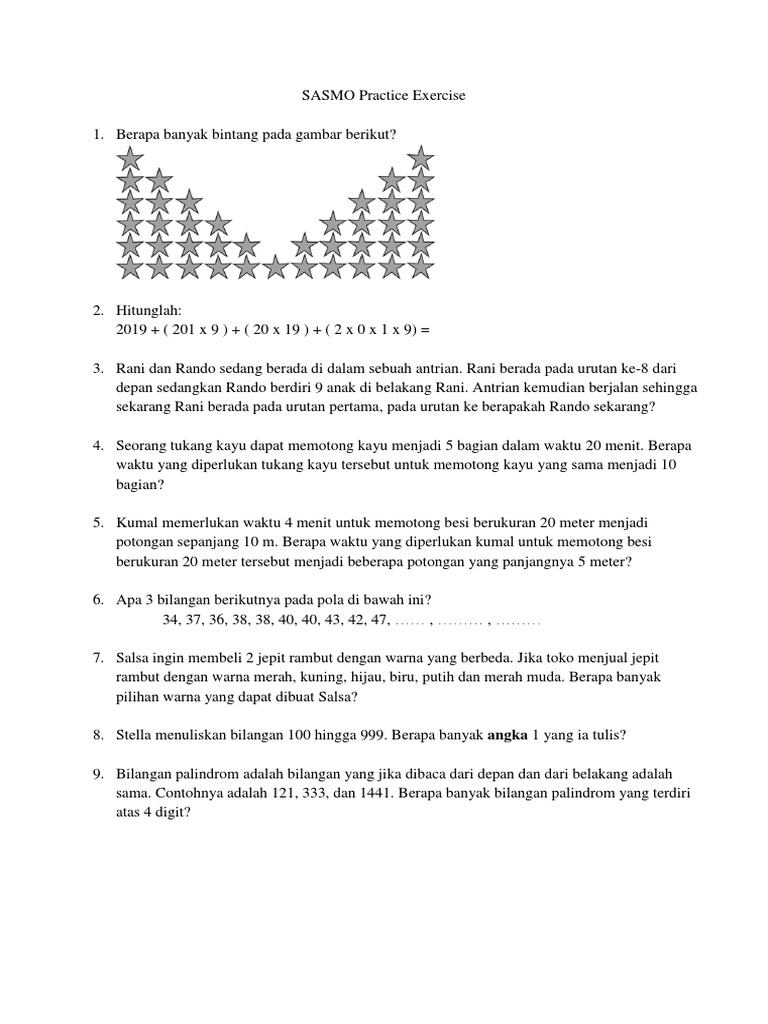 SASMO Practice Exercise | PDF
