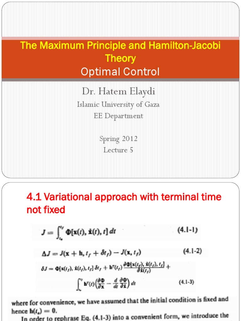 Optimal Control: The Maximum Principle and Hamilton-Jacobi Theory | PDF ...
