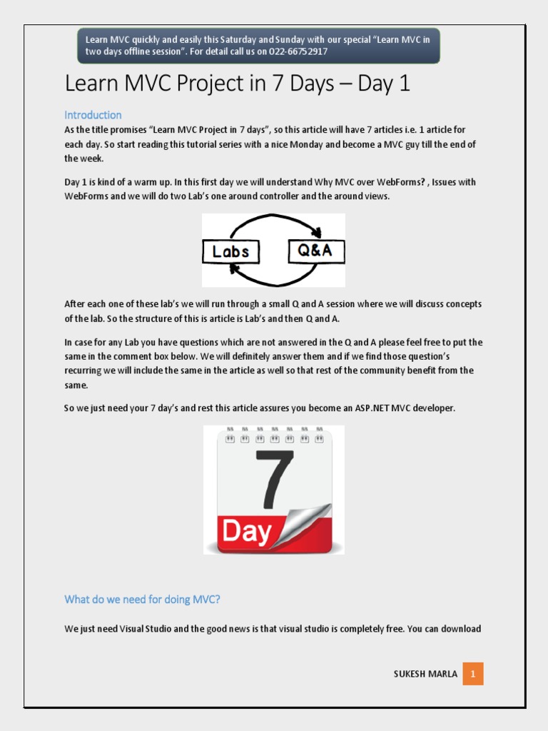 Learn MVC Project in 7 Days PDF | PDF | Model–View–Controller | Entity Framework