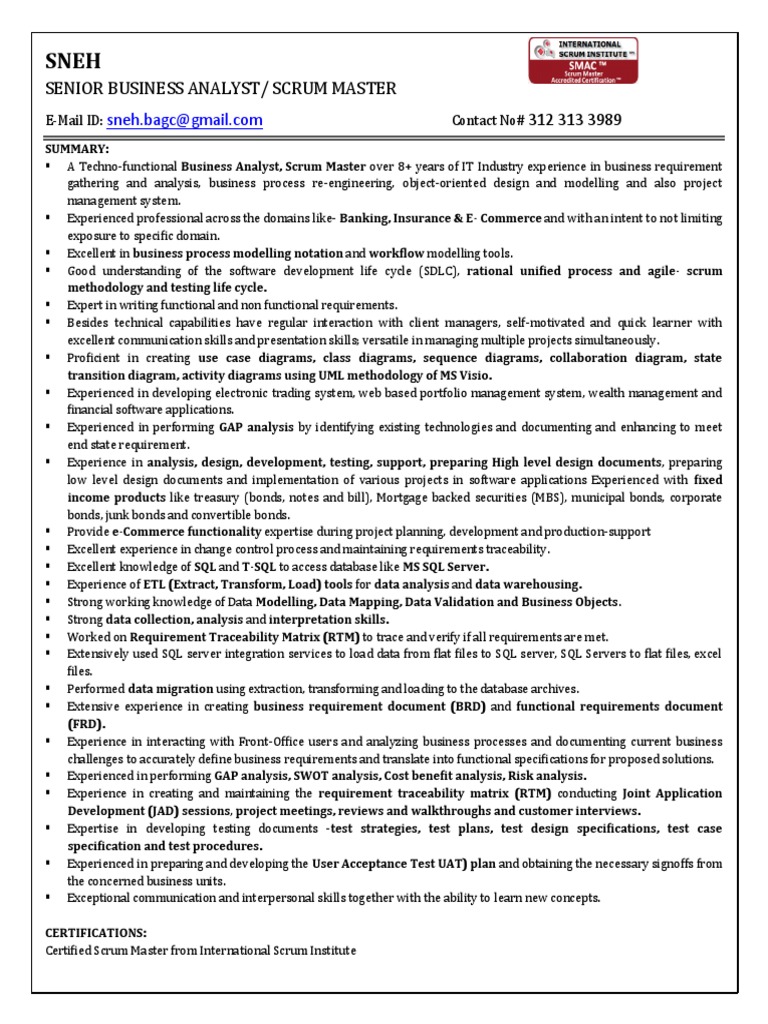 Sneh - SR BSA | PDF | Scrum (Software Development) | Software Development