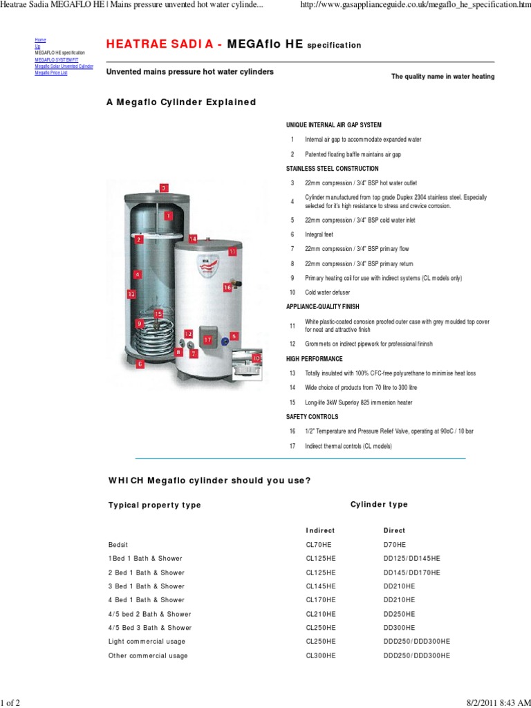 Heatrae Sadia MEGAFLO HE | PDF | Water Heating | Electric Heating