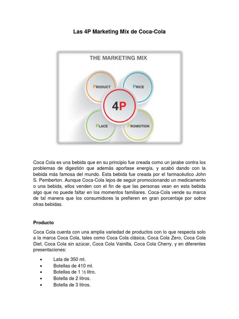 La estrategia de marketing mix 4P de Coca-Cola: Producto, Promoción ...