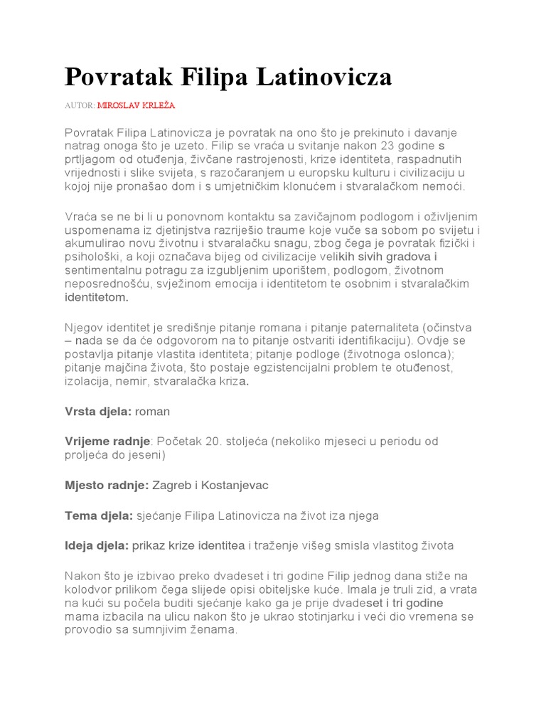 Povratak Filipa Latinovicza | PDF