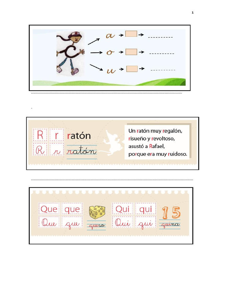 Actividades Cuaderno Lenguaje Silabas CA - Co, Cu, Que, Qui | PDF