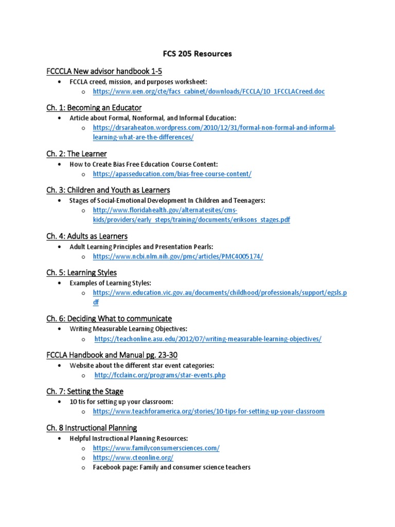 Fcs 205 Resources | PDF | Learning Styles | Learning
