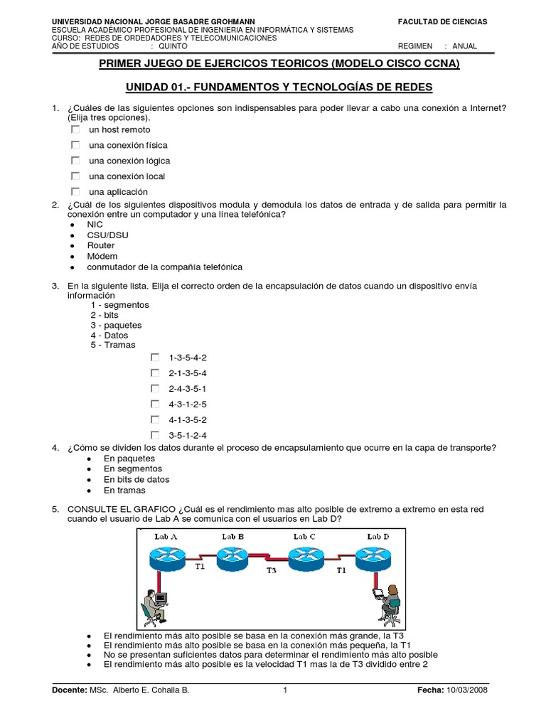 Ejercicios Teoricos - Unidad 01.-Fundamentos de Redes - 2018 | Descargar gratis PDF | Dirección ...