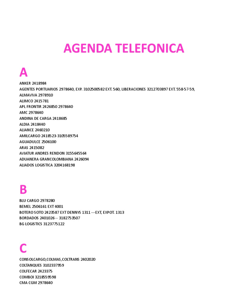 Agenda Telefonica | PDF