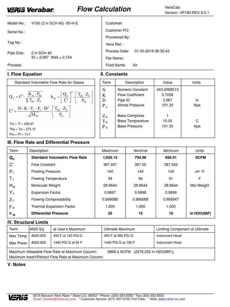 Flow Calculation: II. Constants I. Flow Equation | Download Free PDF ...