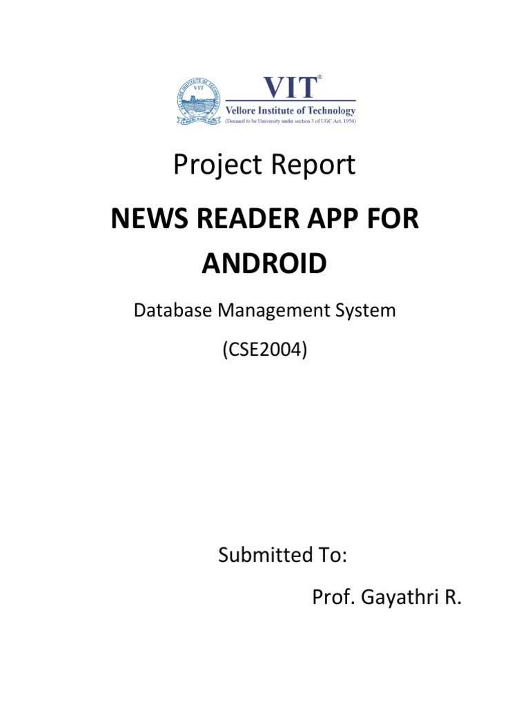 News Reader App For Android: Project Report | PDF | Databases | Triangle