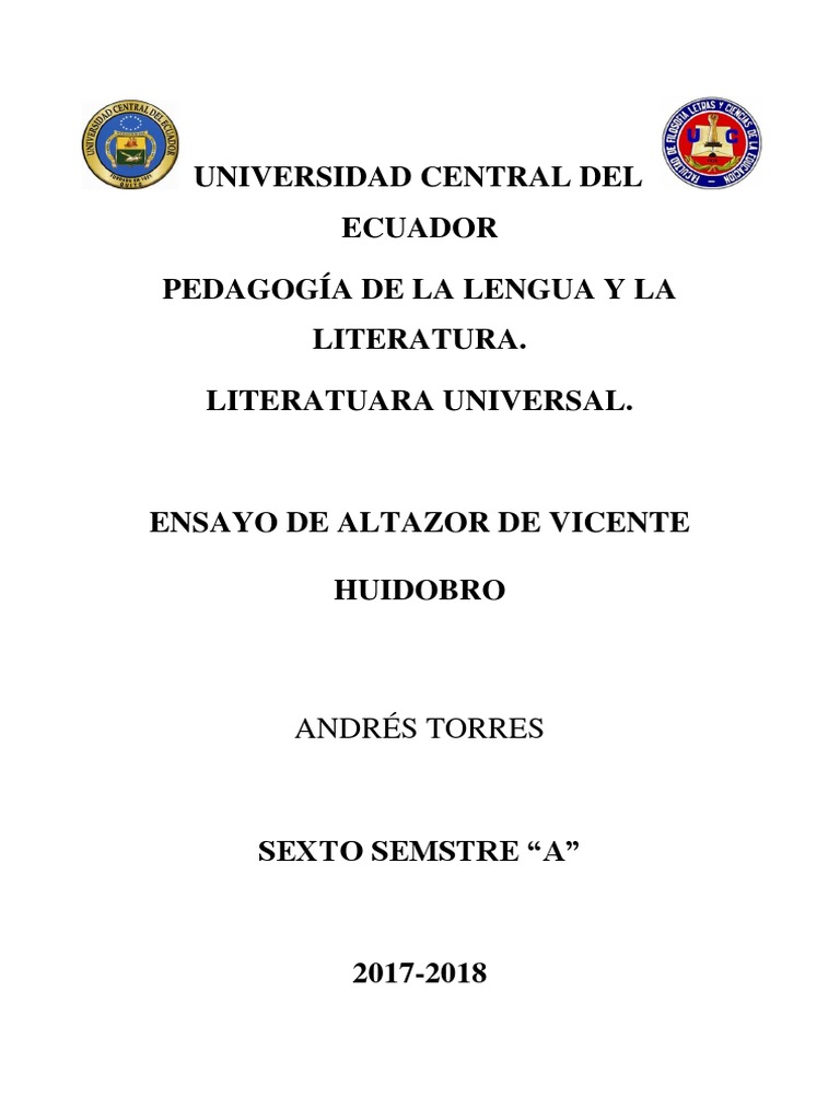 Ensayo de Altazor de Vicente Huidobro | PDF | Friedrich Nietzsche ...