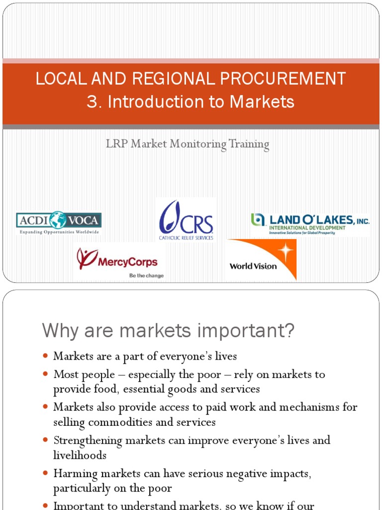 Local and Regional Procurement 3. Introduction To Markets: LRP Market ...