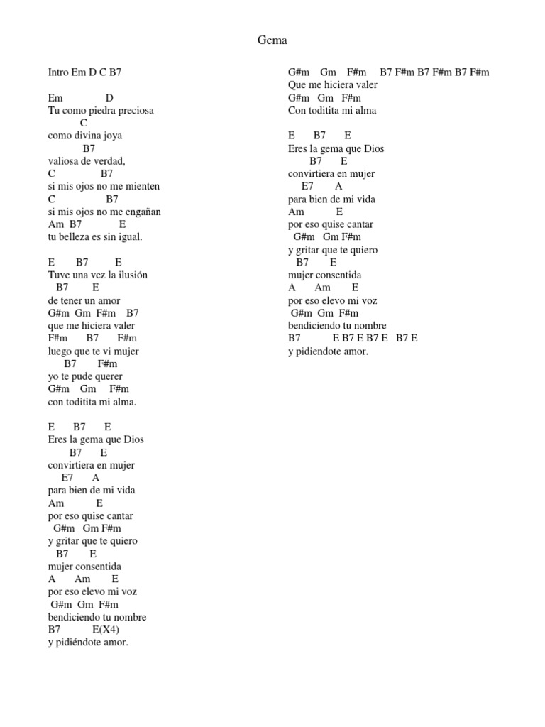 Letra y acordes de "Gema" | PDF