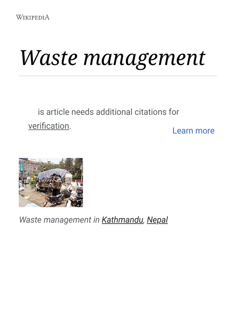 Waste Management - Wikipedia | PDF | Waste Management | Incineration
