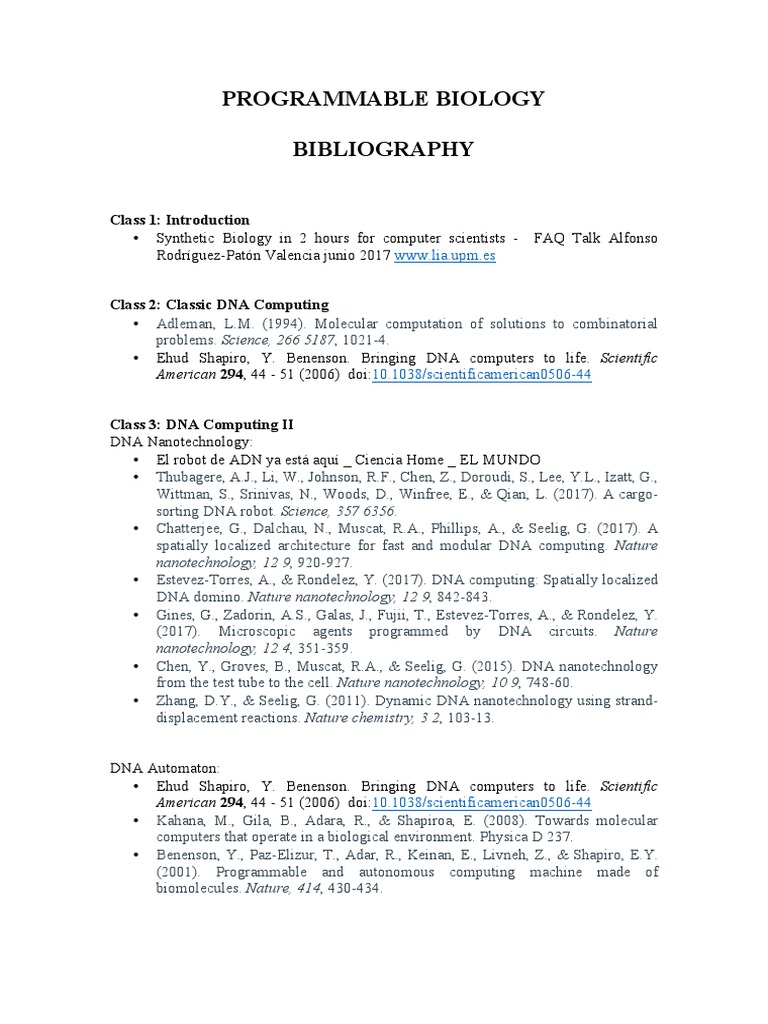Programmable Biology Bibliography: Class 1: Introduction | PDF | Crispr ...