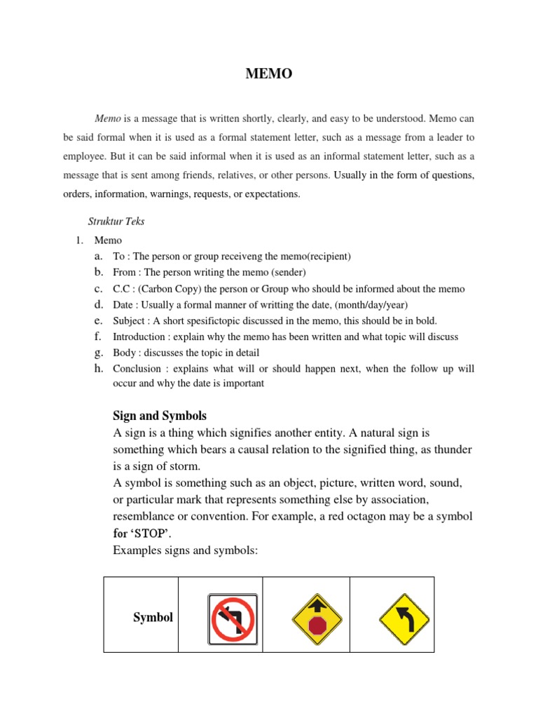 Materi Ajar Memo, Menu, Schedule, Sign | PDF | Symbols