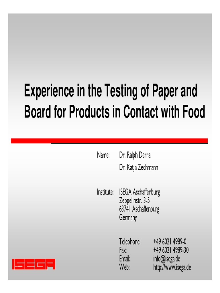 Food Contact Packaging Testing | PDF | Odor | Paper