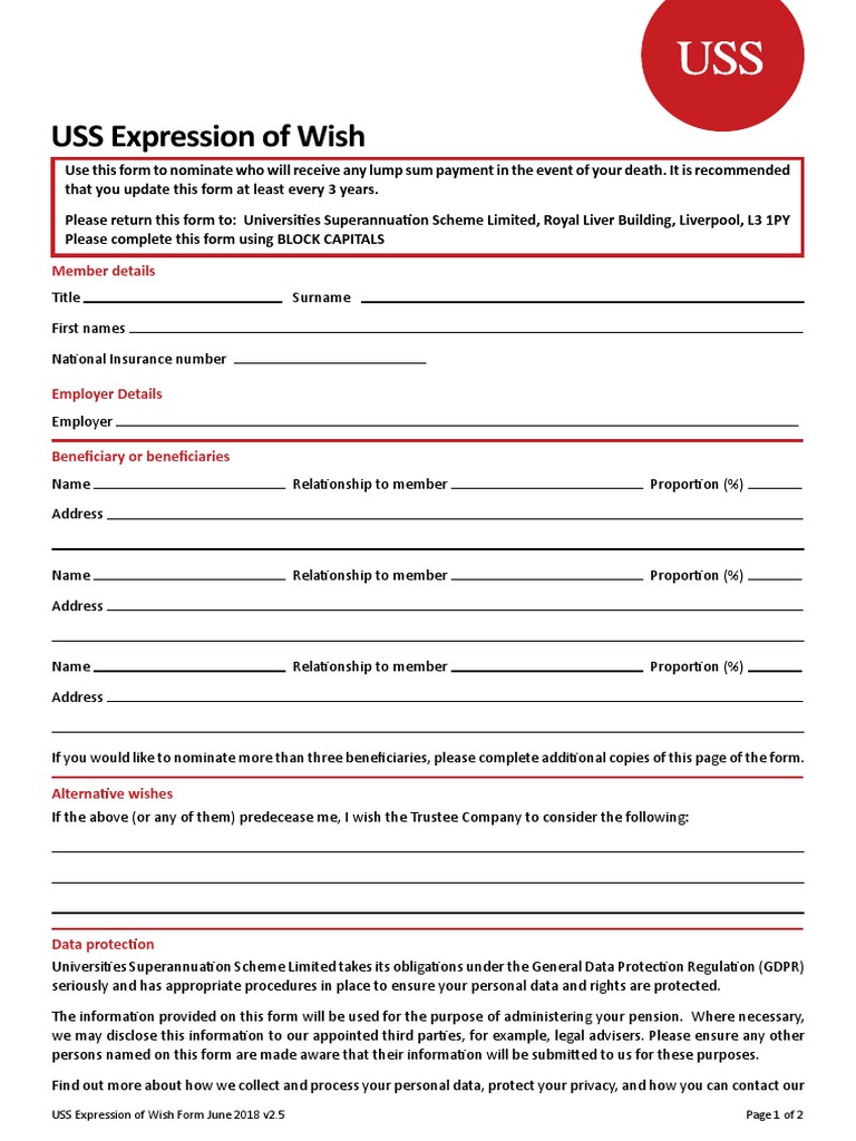 USS - Expression of Wish | PDF | Trust Law | Trustee