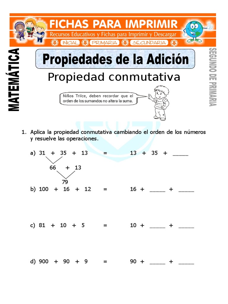Hoja De Trabajo Sobre Las Propiedades De La Adición 904552