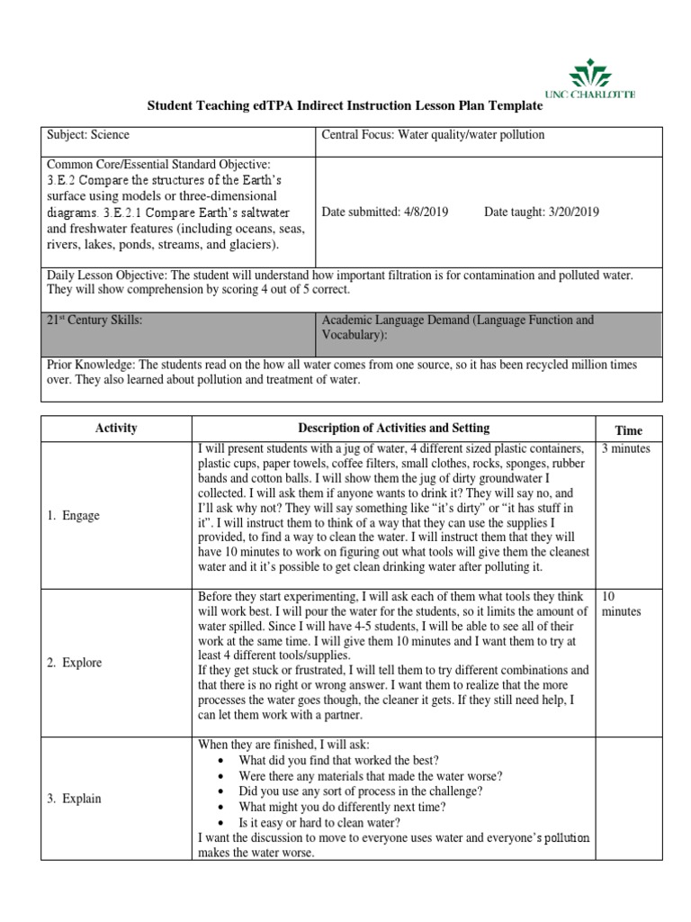 Clinical Lesson Plan 20 | PDF | Drinking Water | Filtration