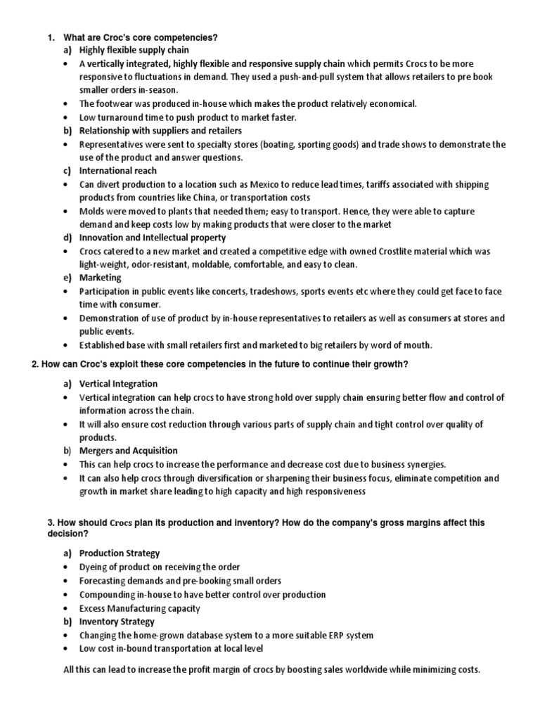 Croc's Case Study | PDF | Supply Chain | Retail