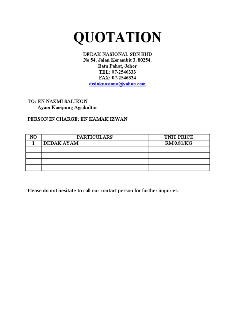 Quotation for Chicken Feed Prices | PDF