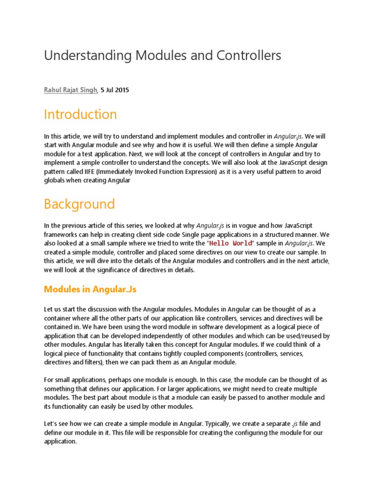 Angular - Understanding Modules and Controllers | PDF | Scope (Computer Science) | Modular ...