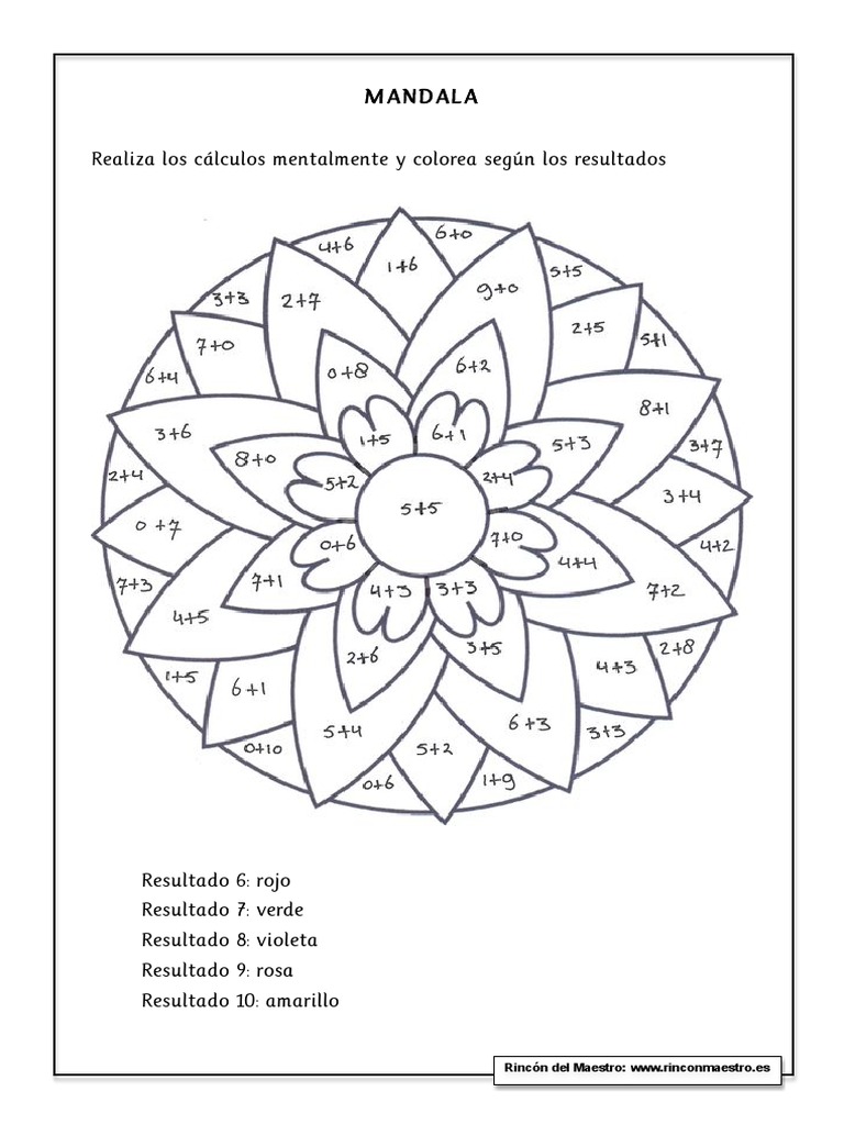 Mandalas de Sumas y Restas para Colorear | PDF