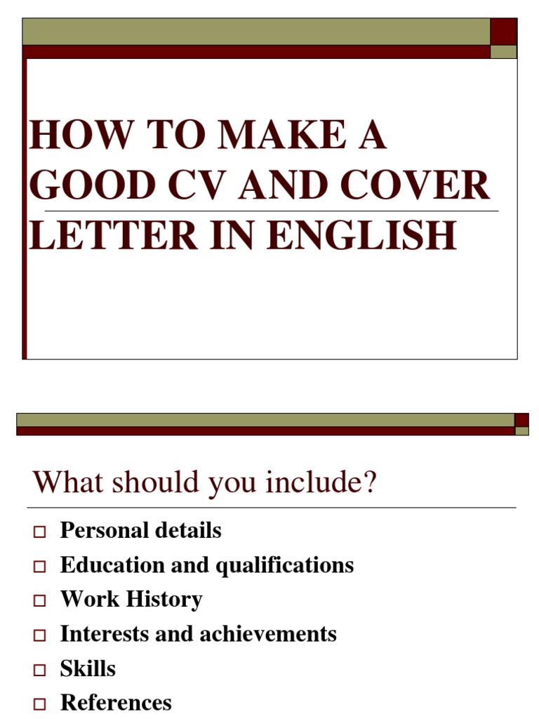How To Make A Good CV and Cover Letter in English | PDF