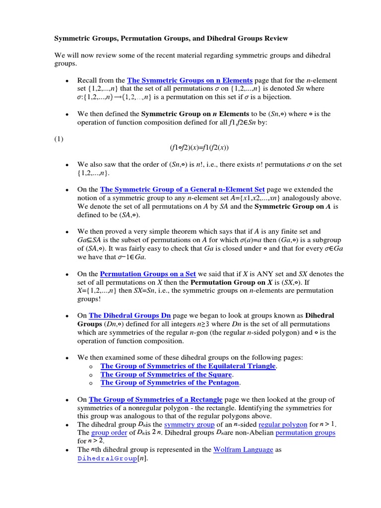 Symmetric Groups | PDF | Group (Mathematics) | Permutation