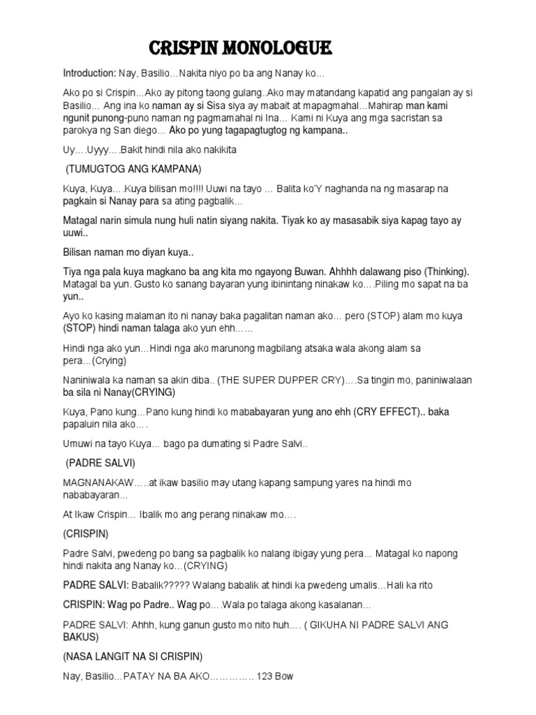 Crispin Monologue | PDF
