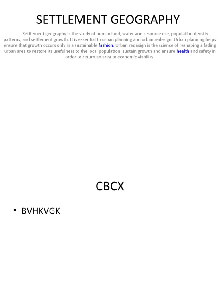 Settlement Geography | PDF