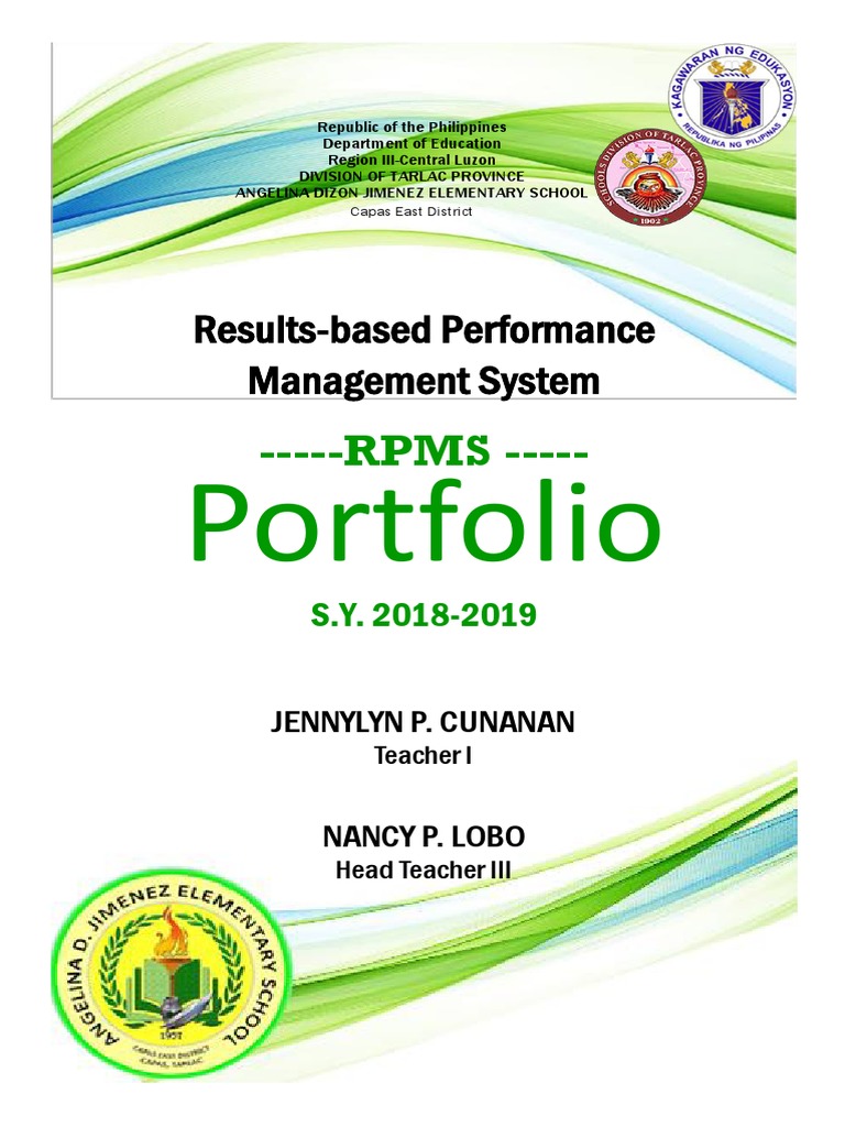 RPMS Portfolio Cover | PDF | Lesson Plan | Educational Assessment