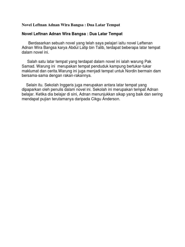 Dua Latar Tempat | PDF