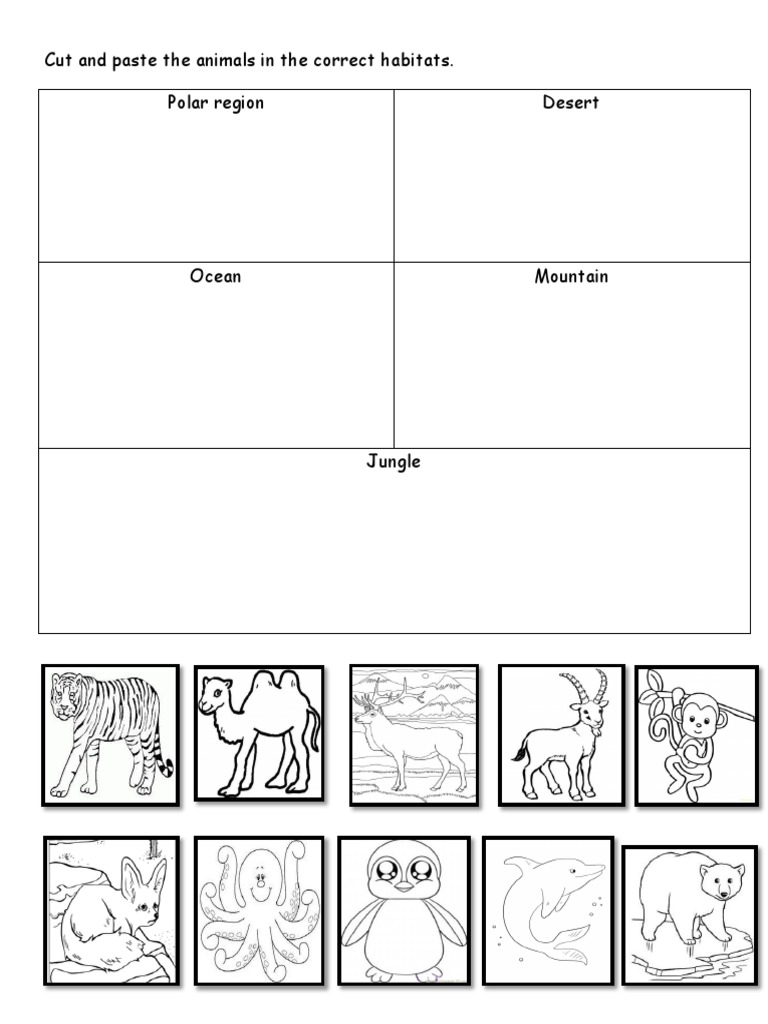 Cut and Paste The Animals in The Correct Habitats | PDF