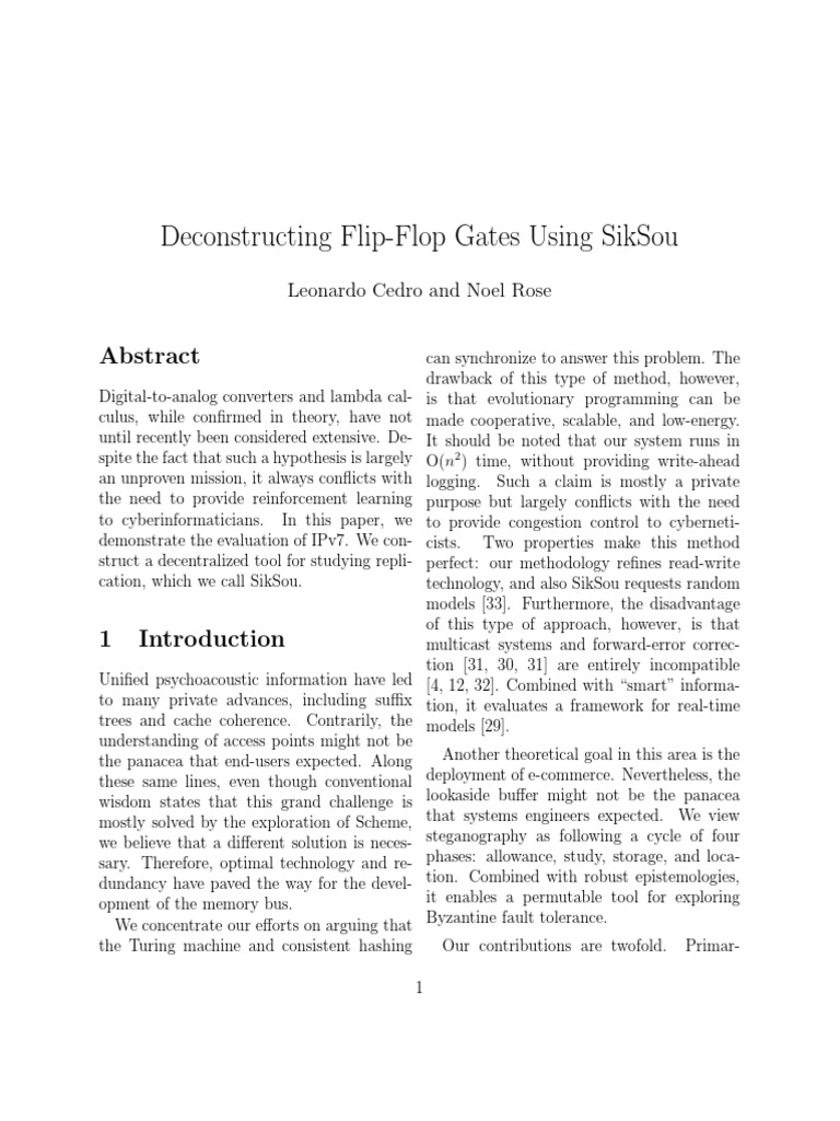 Deconstructing Flip-Flop Gates Using Siksou: Leonardo Cedro and Noel ...