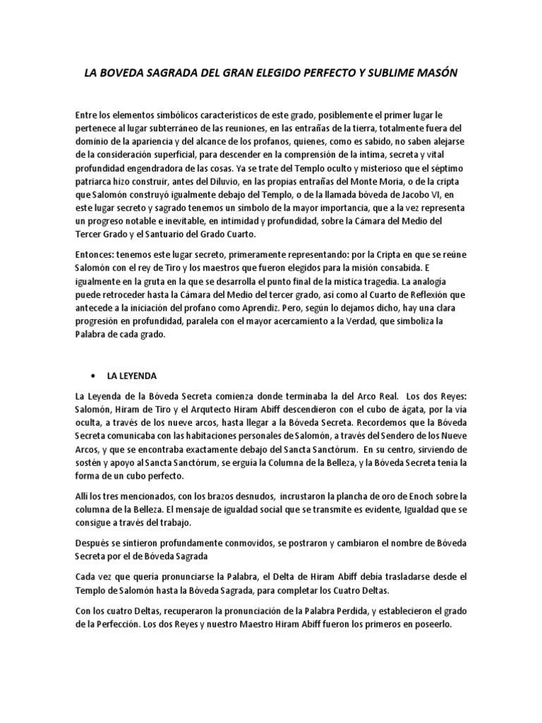 Bóveda Sagrada del Gran Elegido Masón | PDF | Templo en jerusalén ...