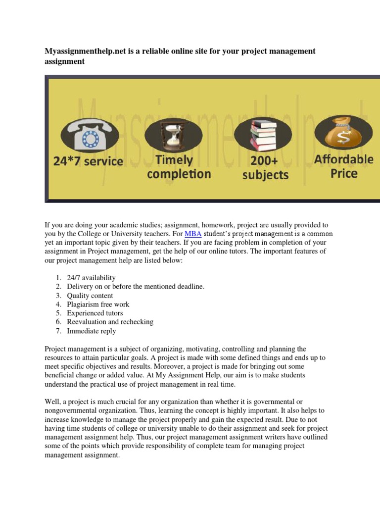 Project Management Assignment Help | PDF