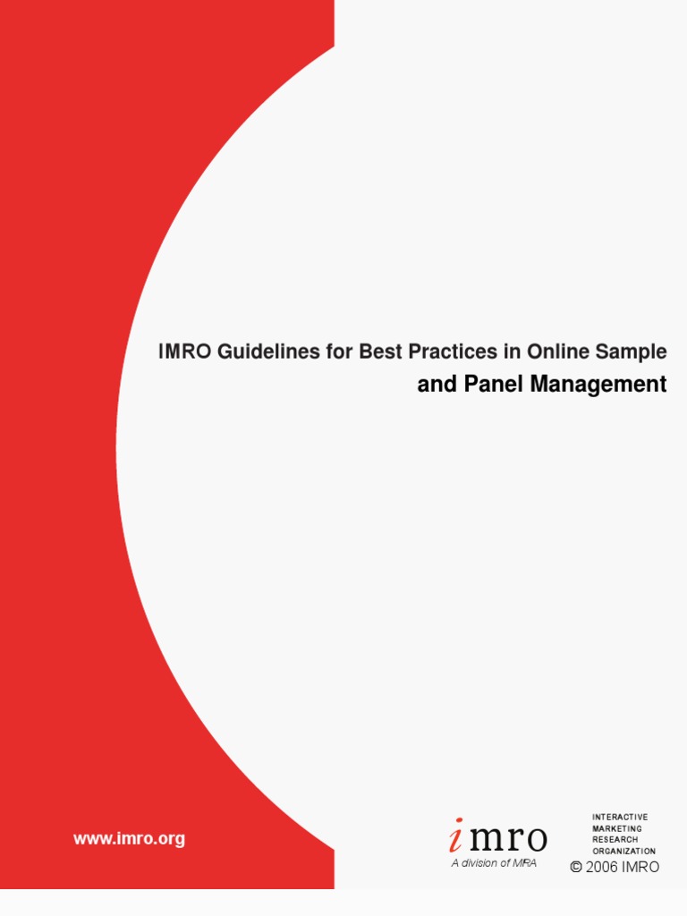 IMRO Guidelines For Best Practices in Online Sample and Panel ...