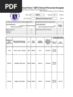 School Form 7 (SF7) School Personnel Assignment List and Basic Profile ...
