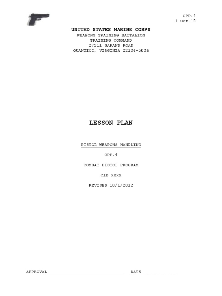 Lesson Plan: United States Marine Corps | PDF | Trigger (Firearms ...