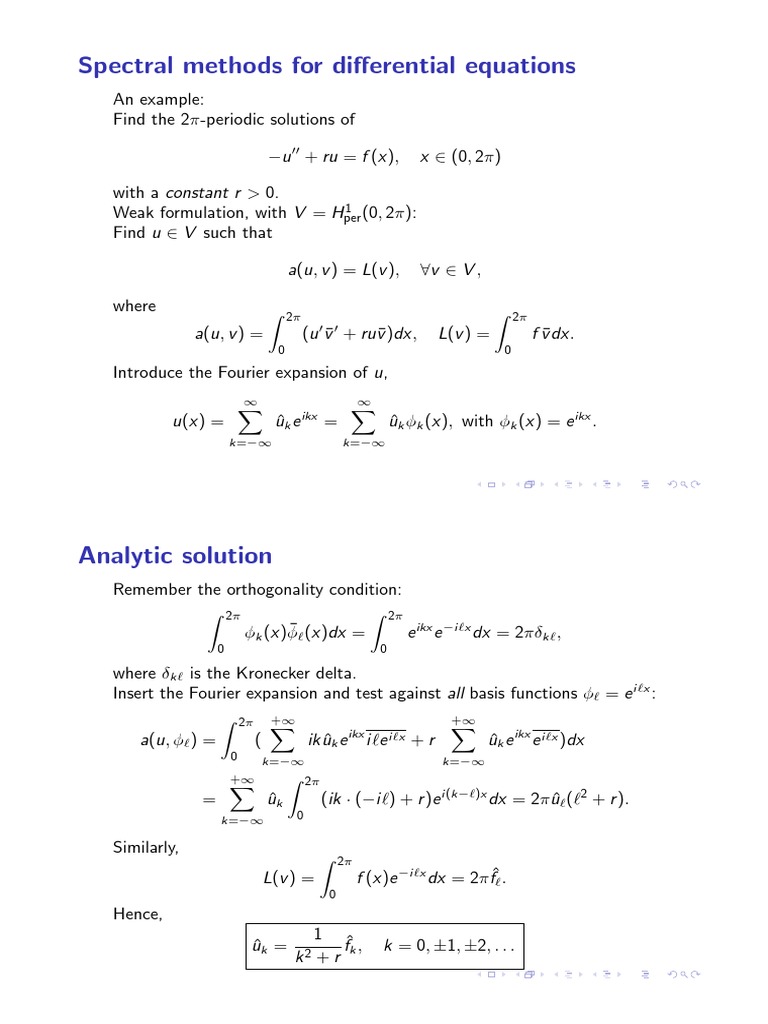 Spectral Methods For Di Erential Equations | PDF | Partial Differential Equation | Nonlinear System