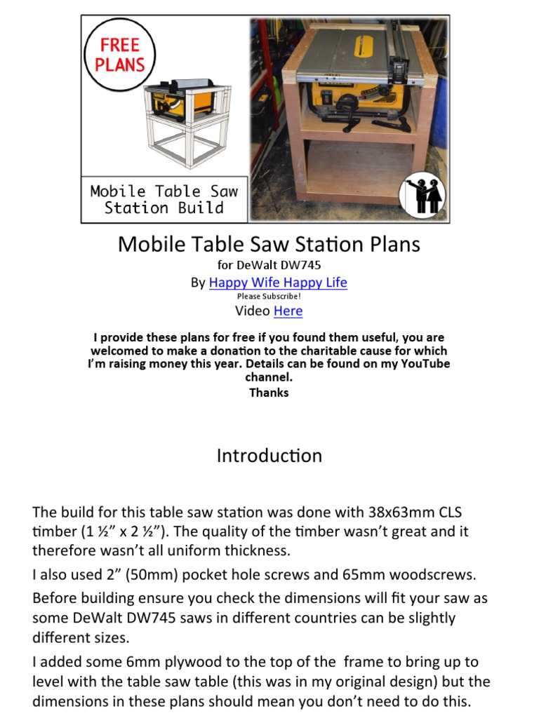 Mobile Table Saw Station Plans New | PDF