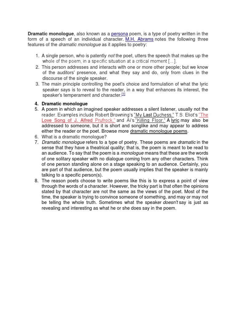 Dramatic Monologue | PDF